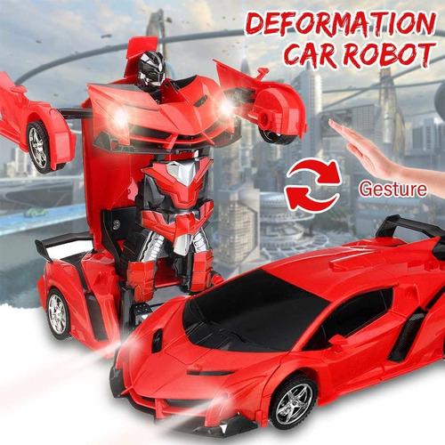 Carrinho De Controle Remoto Ferrari Transformers 2 Em 1 Robo - Vermelho