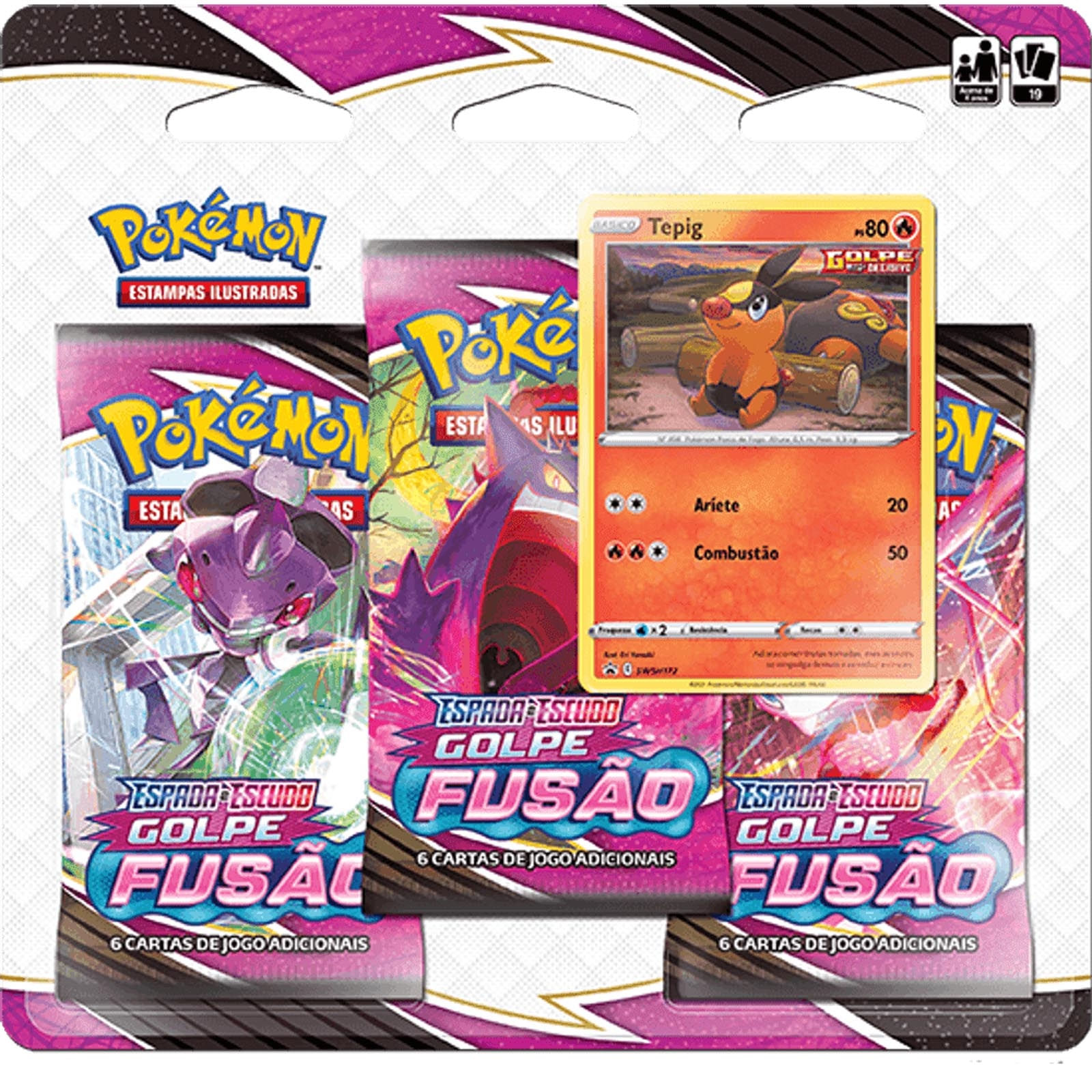 Triple Pack Pokémon Golpe e Fusão - Tepig - Pokémon TCG - Ri Happy