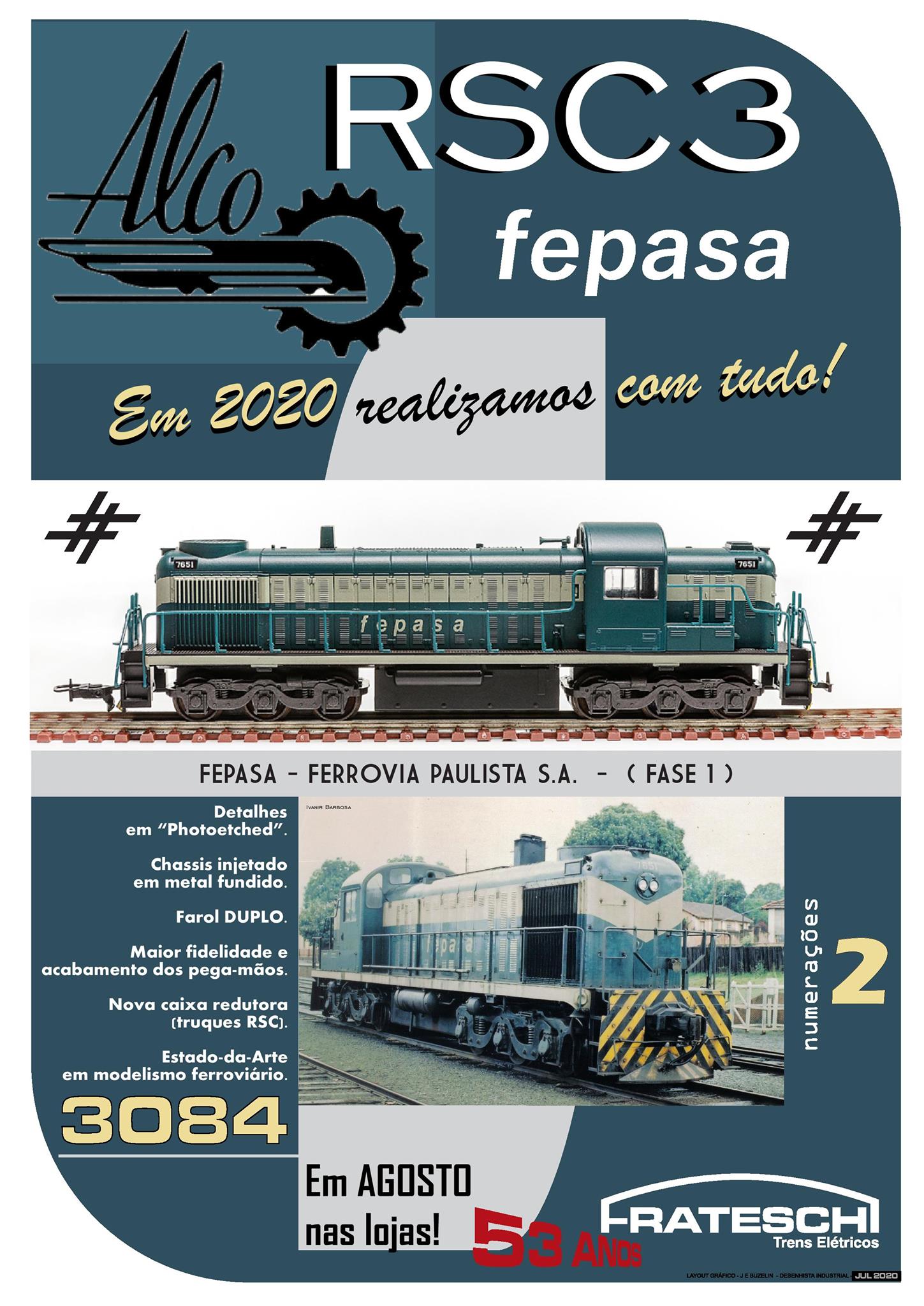 Locomotiva RSC3 FEPASA FASE I 1/87 HO Locomotiva 7653 - Ri Happy