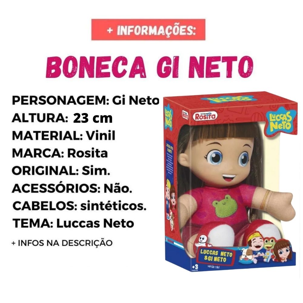 Boneca Gi Neto 23 Cm - Youtuber Figura Versão Mini - Rosita