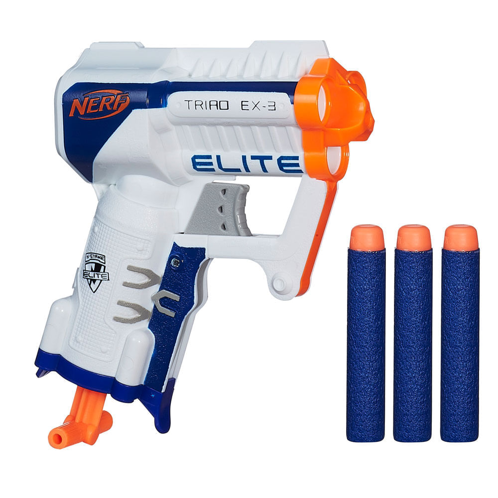 Confira Lançador Nerf N-Strike Elite - Triad EX-3 - Branca - Hasbro ...