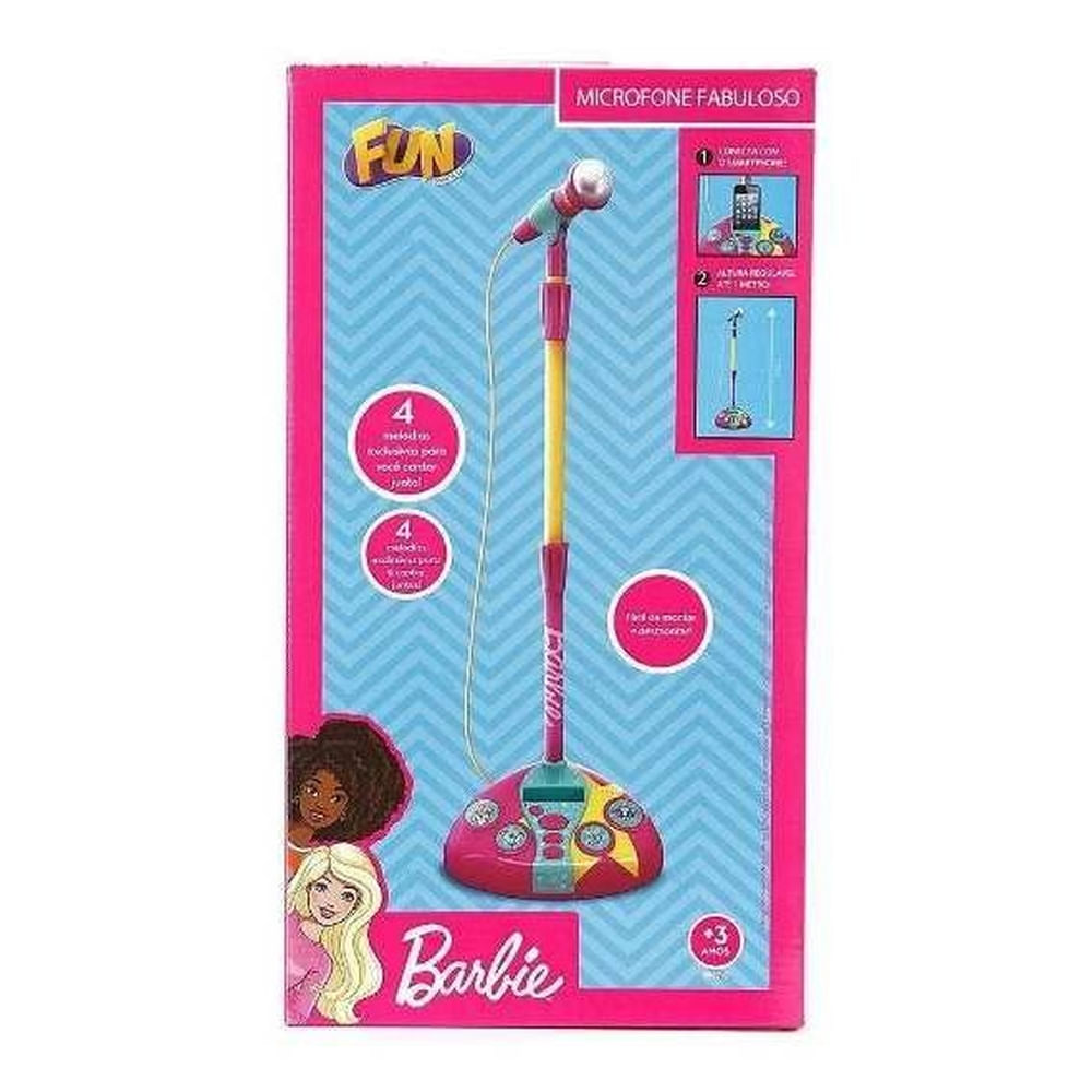 Microfone Musical Barbie Karaoke Fabuloso Mp3 Player - Ri Happy