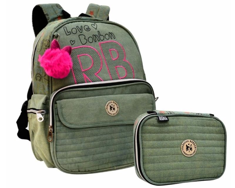 KIT MOCHILA JEANS REBECCA BONBON RB3164 VERDE E ESTOJO BOX - Ri Happy KIT MOCHILA JEANS REBECCA BONBON RB3164 VERDE E ESTOJO BOX - Ri Happy
