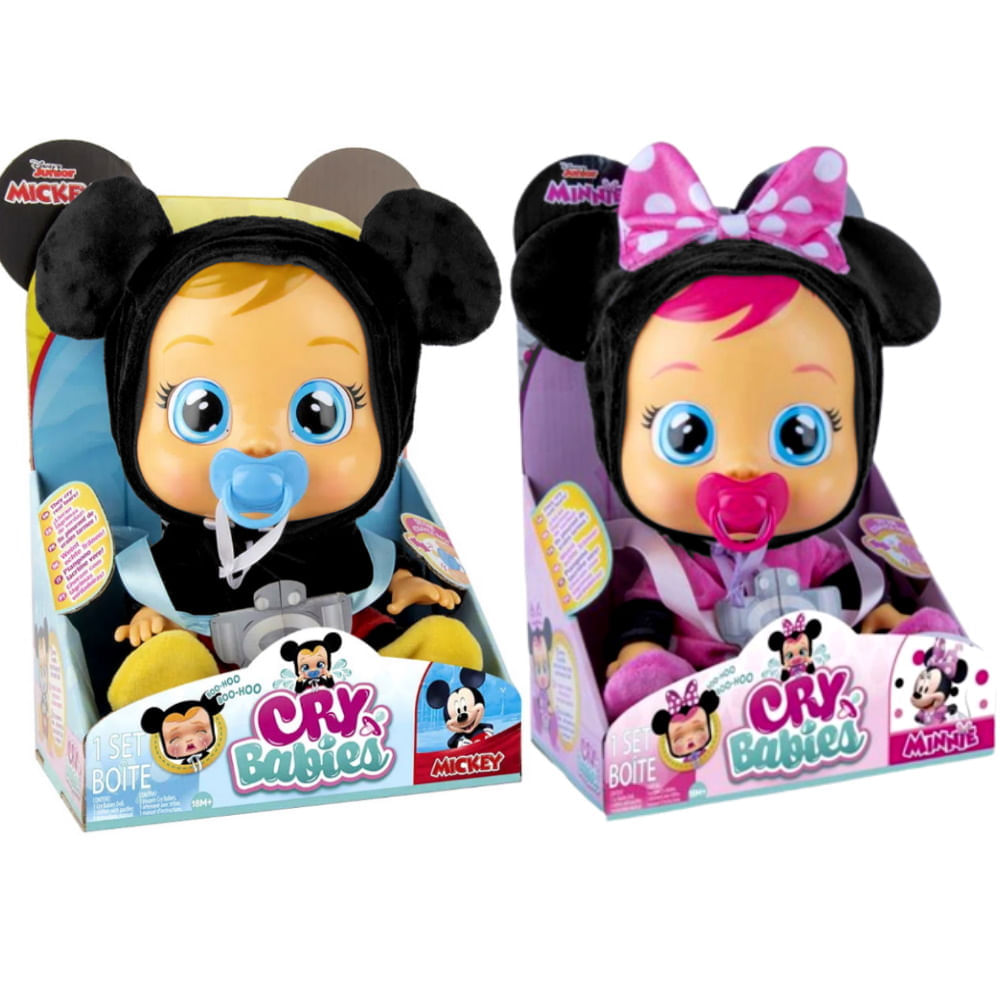 Boneca Cry Baby Bebe Chora Som e Lagrimas da Minnie e Mickey Edição ...