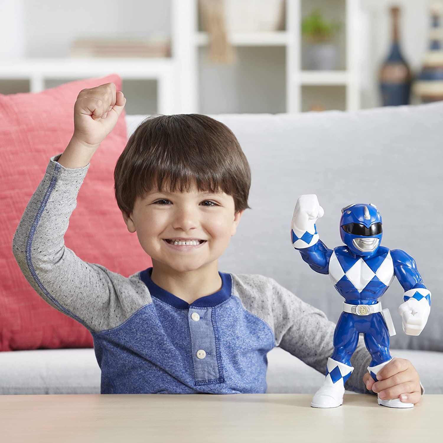 Boneco Mega Mighties Power Rangers Blue Ranger Hasbro - Ri Happy