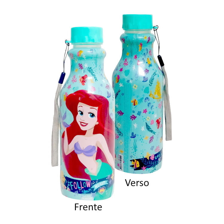 Garrafa Squeeze Estampa da Ariel Pequena Sereia 500ml Plasútil - Ri Happy
