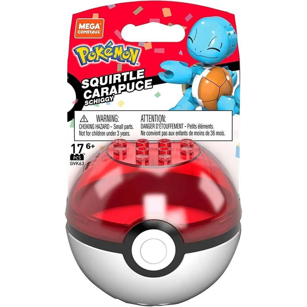 Pokemon Mega Construx Pokebola Squirtle Para Montar +6 Anos - Ri Happy