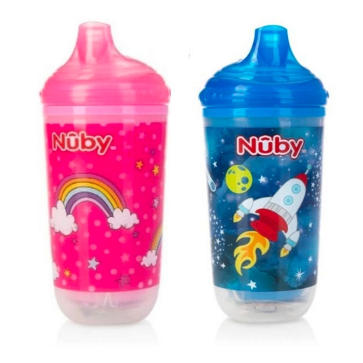 Copo Pisca-pisca Térmico Bico Rígido Nûby 300ml Azul e Rosa - Ri Happy