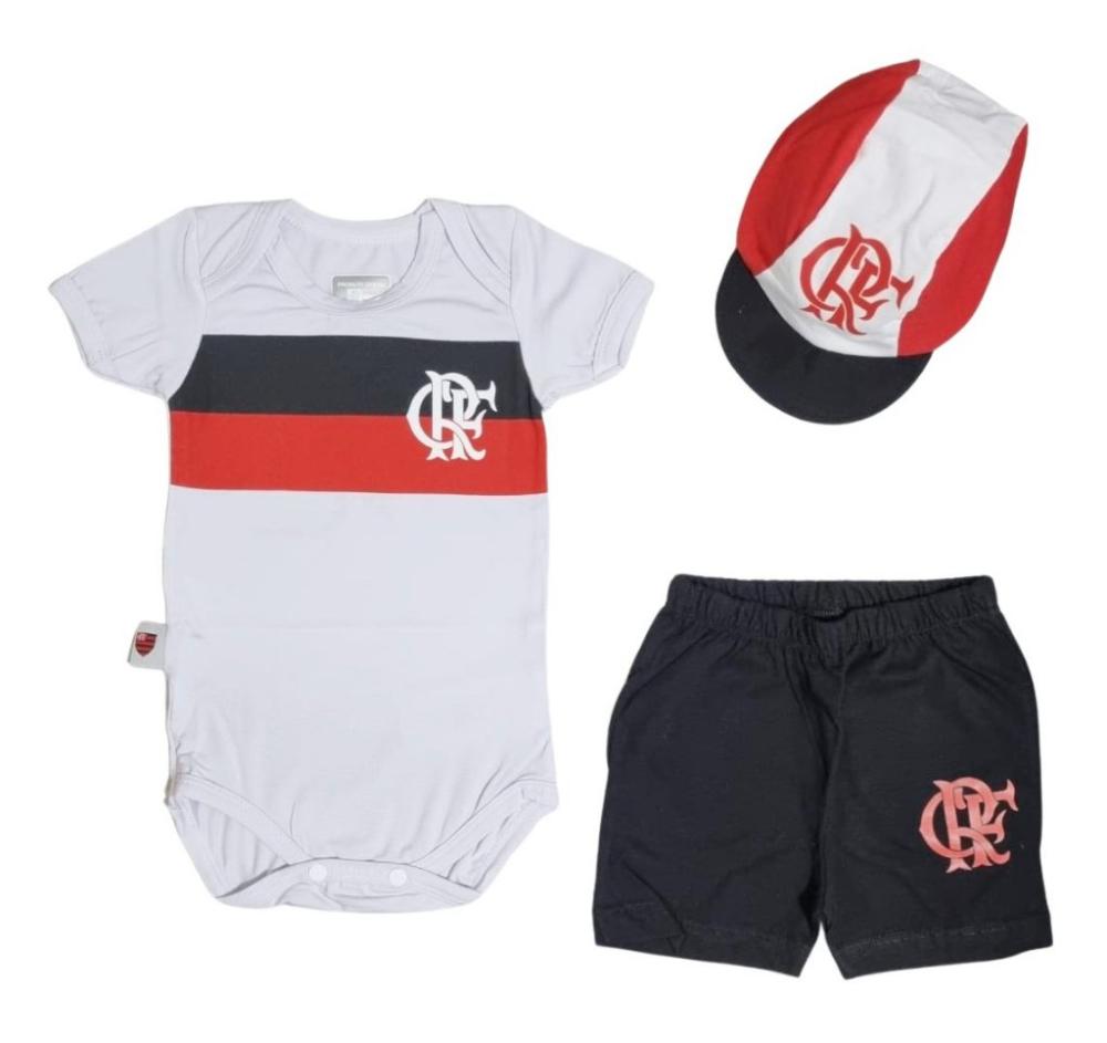 Kit Bebê Flamengo Body Shorts e Boné Oficial - Ri Happy