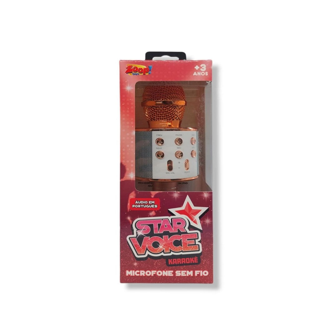 Microfone Infantil Star Voice Bluetooth Rosê - Zoop Toys - Ri Happy