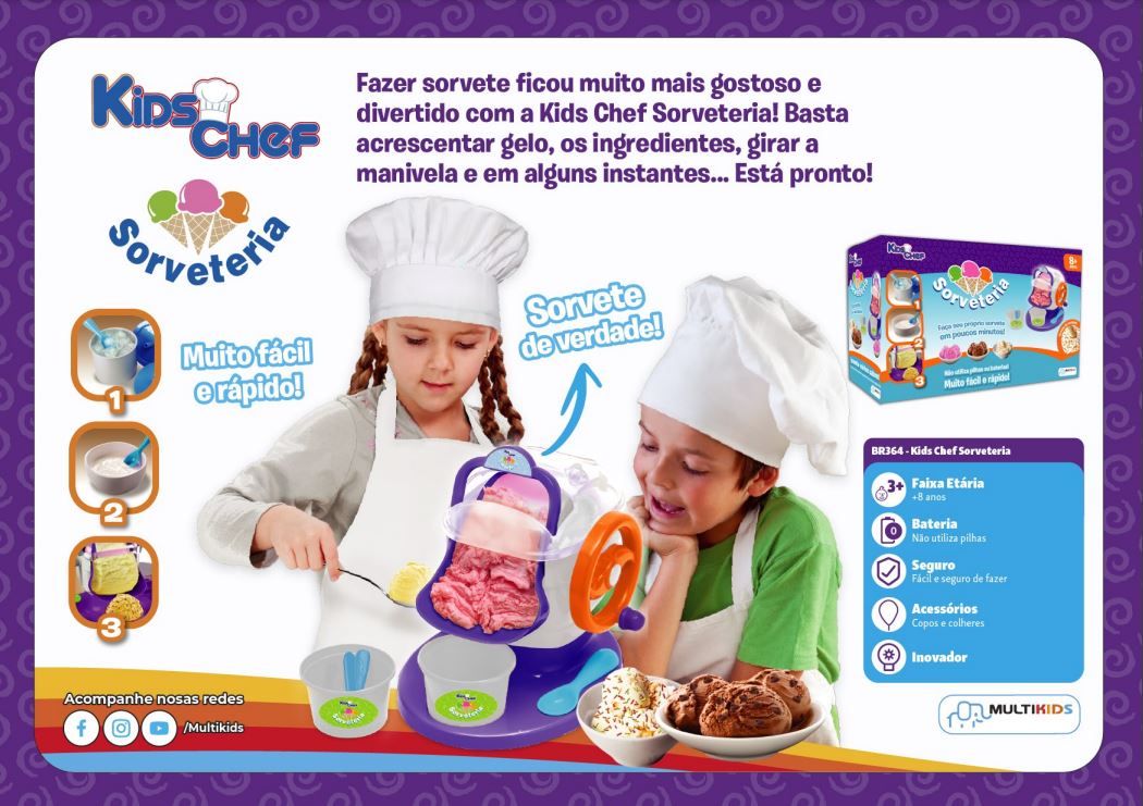Máquina de Sorvete Kids Chef Sorveteria Multikids - Ri Happy