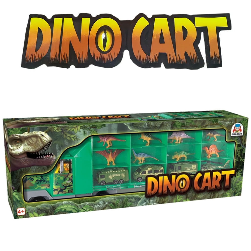 Carreta Dino Cart C/ 8 Dinossauros Brinquedo Infantil Menino - Ri Happy