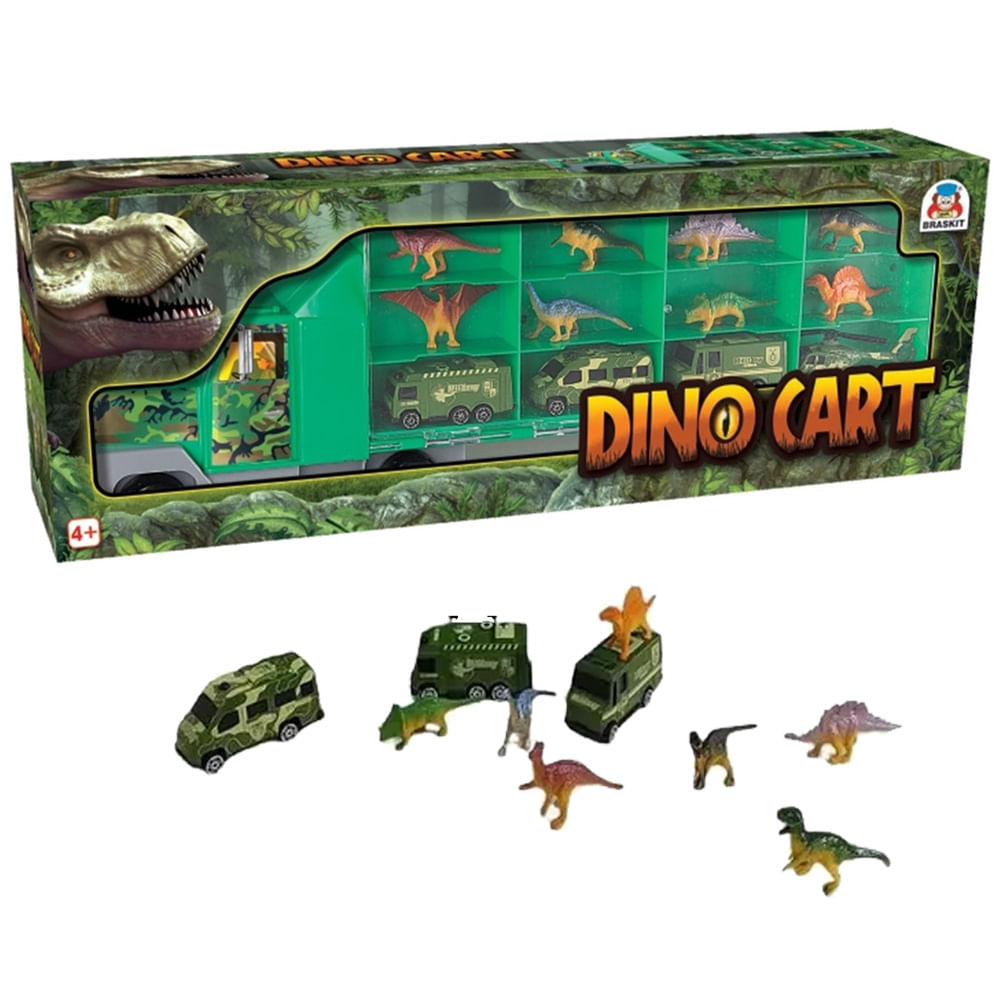 Carreta Dino Cart C/ 8 Dinossauros Brinquedo Infantil Menino - Ri Happy