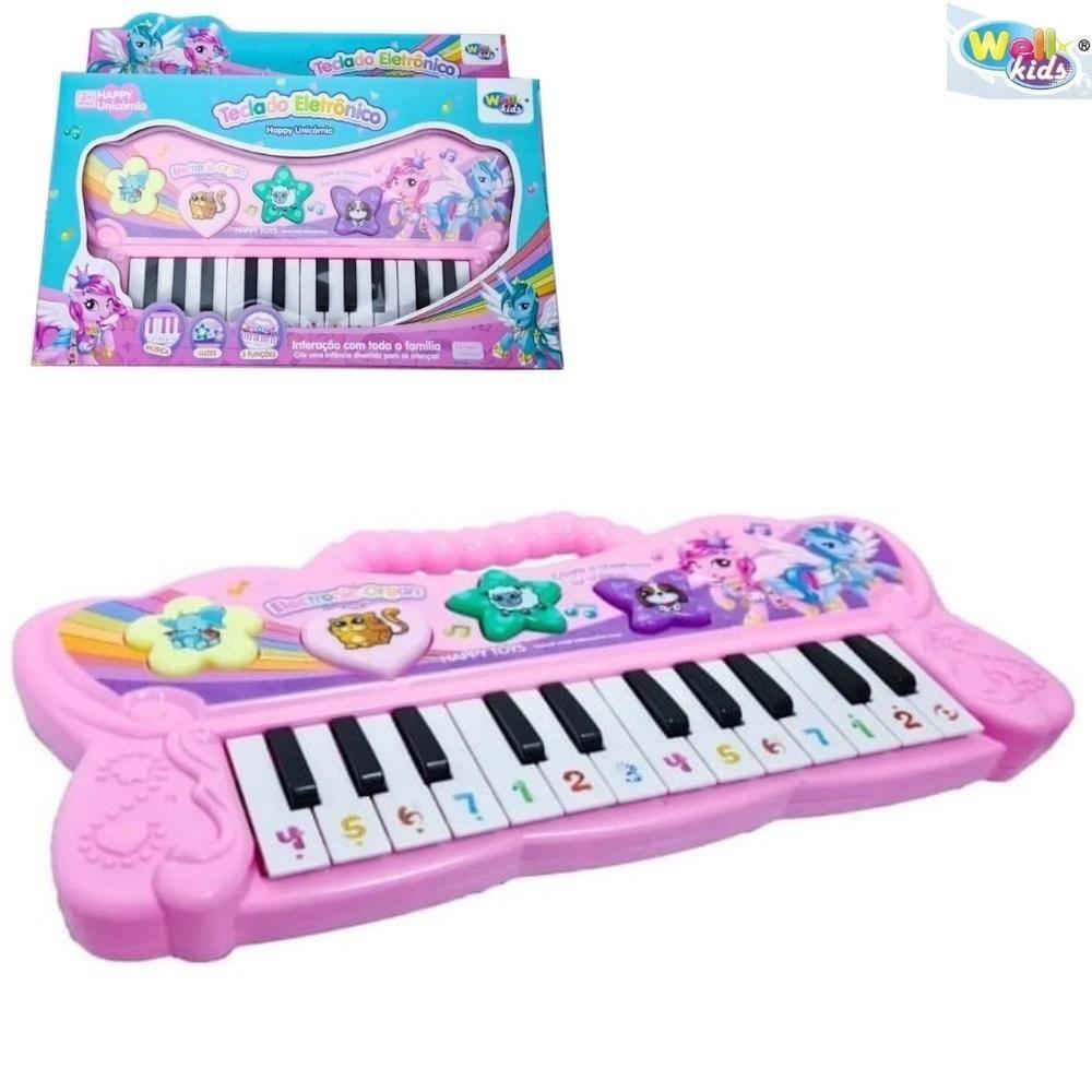 MINI PIANO MUSICAL ELETRONICO SOM E LUZ SOM DE BICHINHOS VERDE TECLADO ...