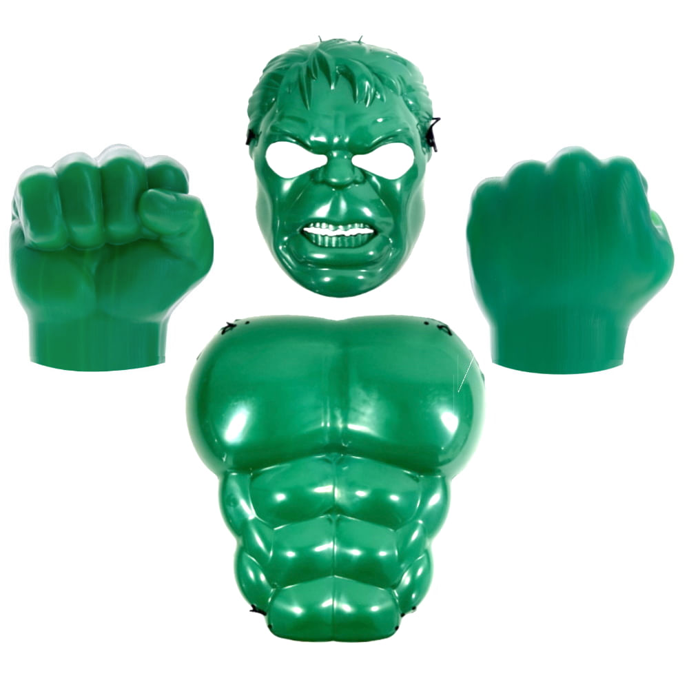 Kit Herói Hulk Infantil Luvas Gigantes Escudo e Máscara Toy Master