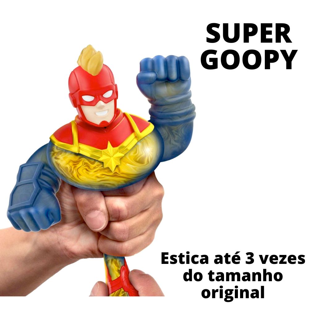 Boneco Elástico Capitã Marvel Figura Goo Jit Zu Goopy Sunny