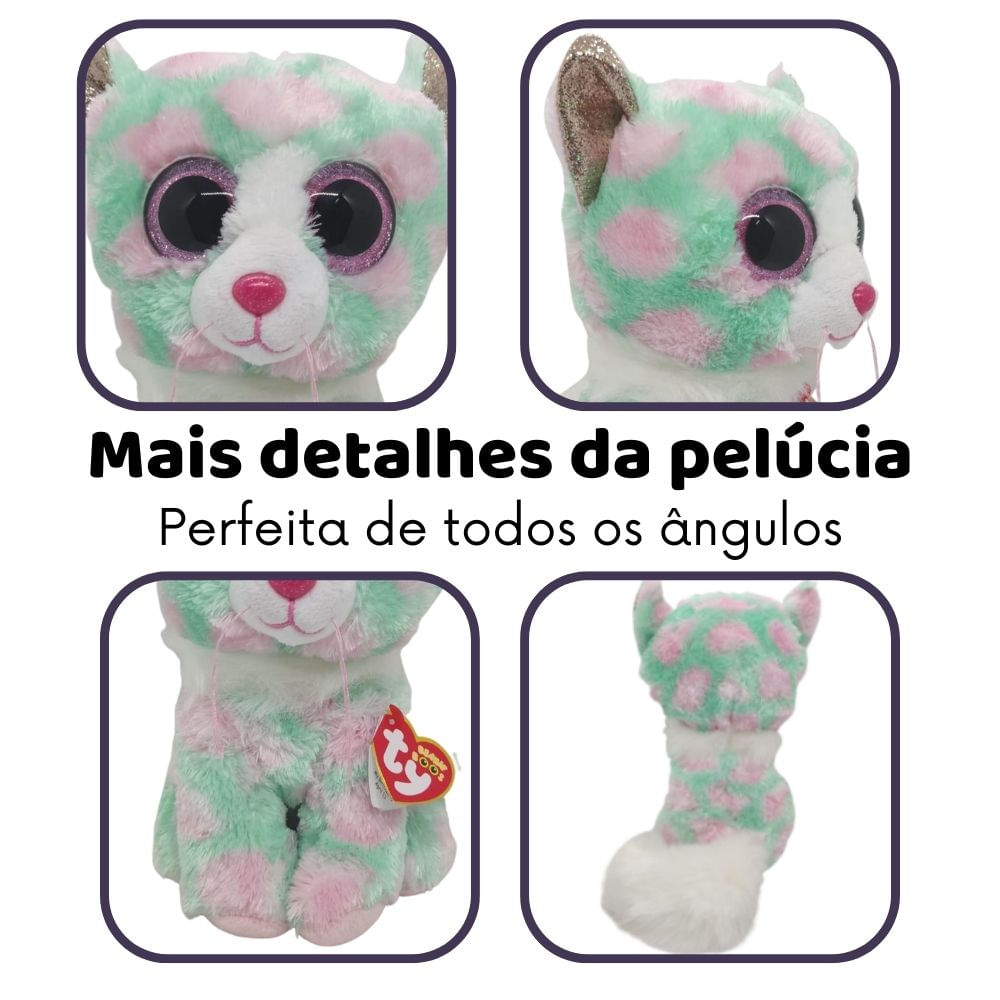 Pelúcia Ty Opal - Gato Colorido 22cm - Beanie Boos - Toyng - Ri Happy