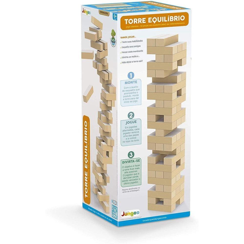 JOGO TORRE DE EQUILIBRIO 54 PECAS BLOCOS ESTILO JENGA EM MADEIRA MDF ...