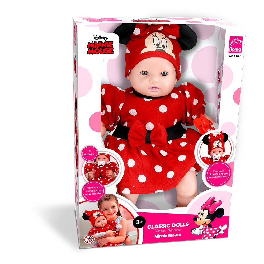Boneca Bebê - Classic Dolls Disney - Recém Nascido - Minnie - Roma - Ri ...