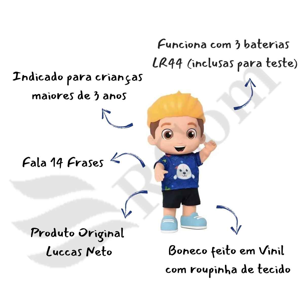 Luccas Neto Boneco Aventureiro Azul 27cm 14 Frases Lucas Original ...