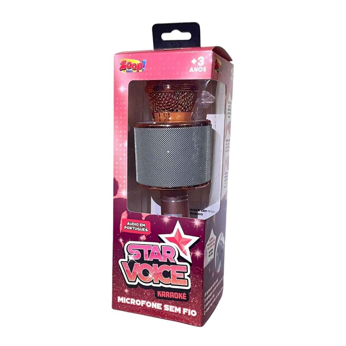 Microfone Brinquedo Star Voice Recarregável Bluetooth Efeitos Voz Cor ...