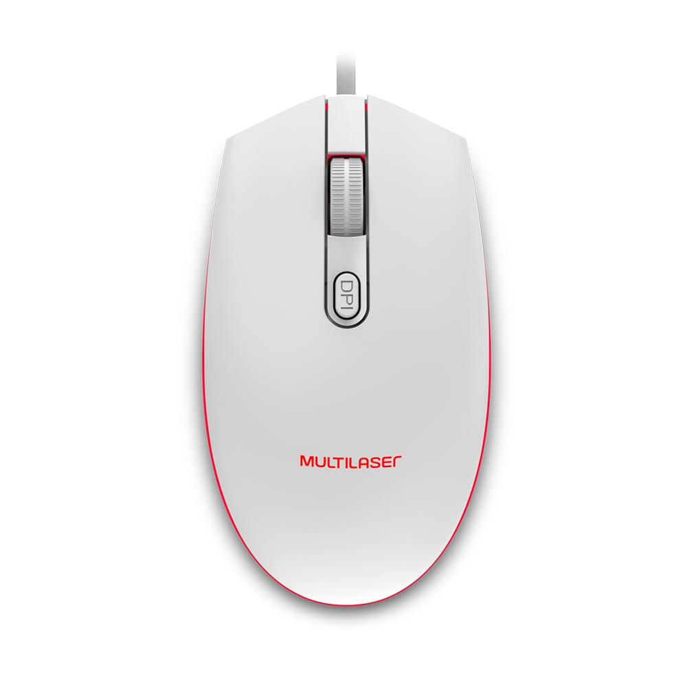 Mouse Gamer Multilaser 2400DPI Led 7 Cores Branco - MO299