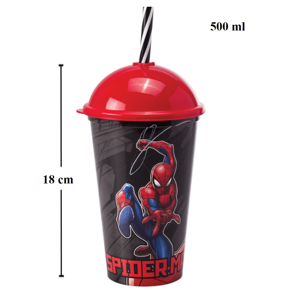 Homem Aranha Copo Shake Vingadores Marvel 500ml Plasútil - Ri Happy