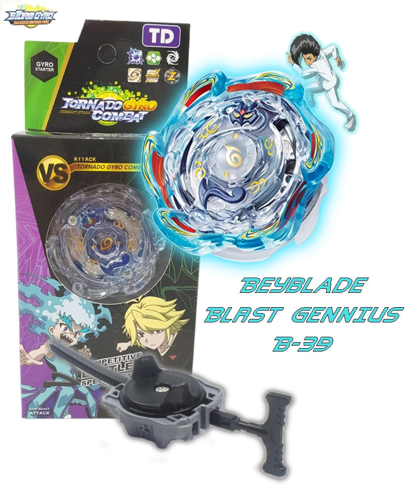 Beyblade Burst C/Lançador Dupla Rotação Blast Gennius Beyblader Joshua ...