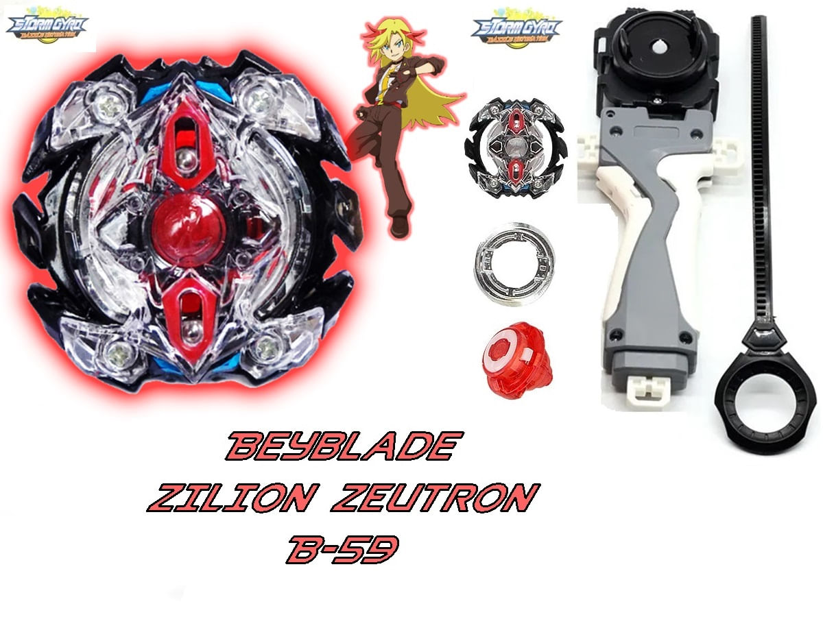 Beyblade Burst Zilion Zeus C/Lançador Grip Beyblader Zac - Ri Happy