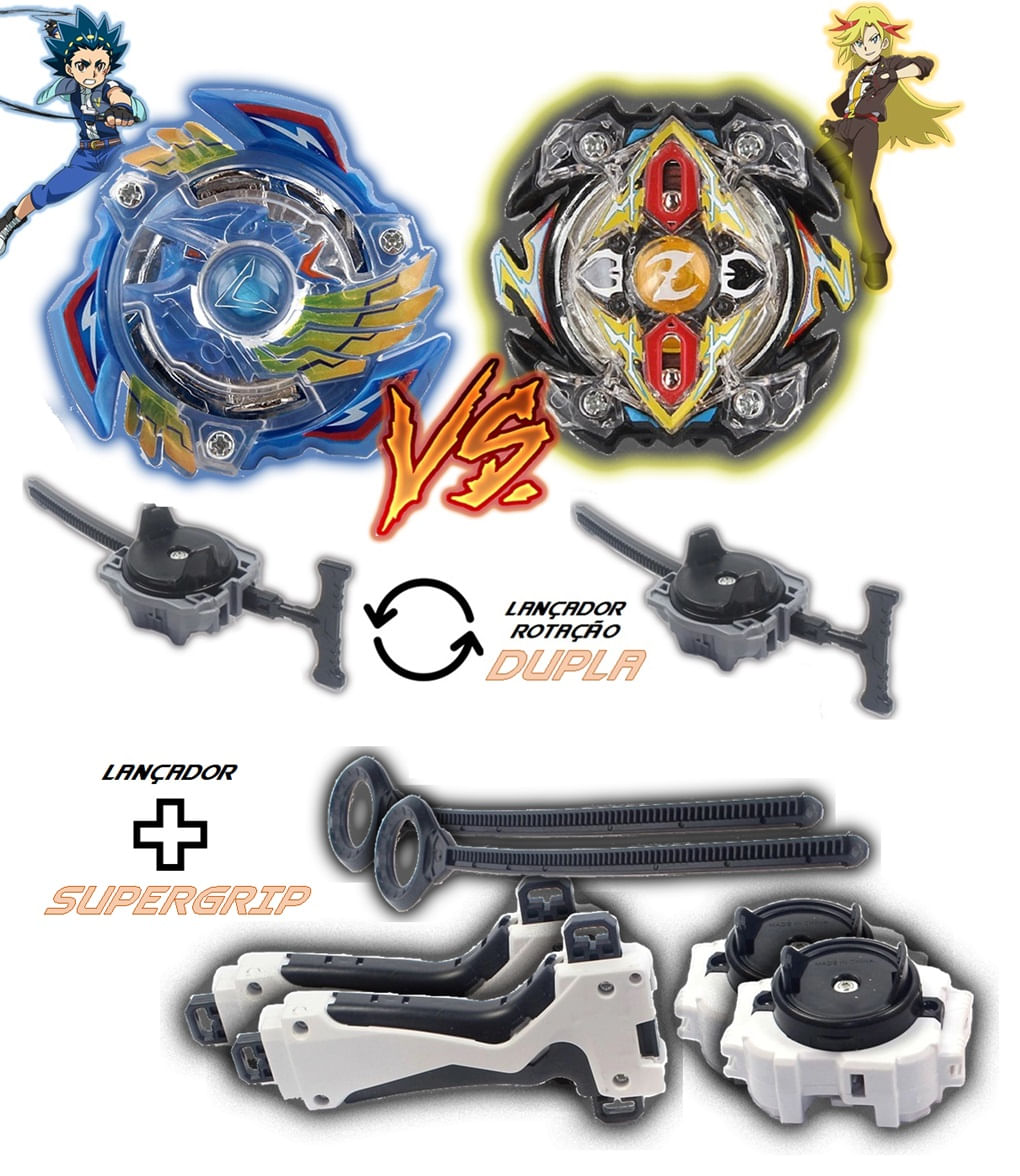Kit 2 Beyblade Burst + 4 Lançadores Valtryek Vs Zilion Zeutron Tornado ...