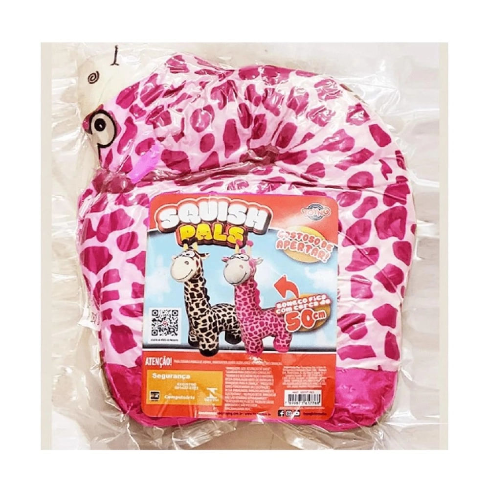 Pelucia Girafa Rosa Grande 50Cm Squish Pals Toyng - Ri Happy