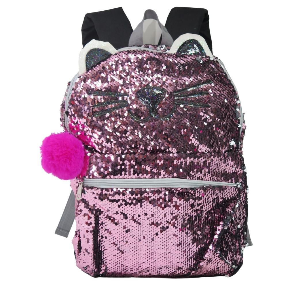 Mochila de Costas Gatinho Paetê Muda de Cor Clio CG2033 - Ri Happy