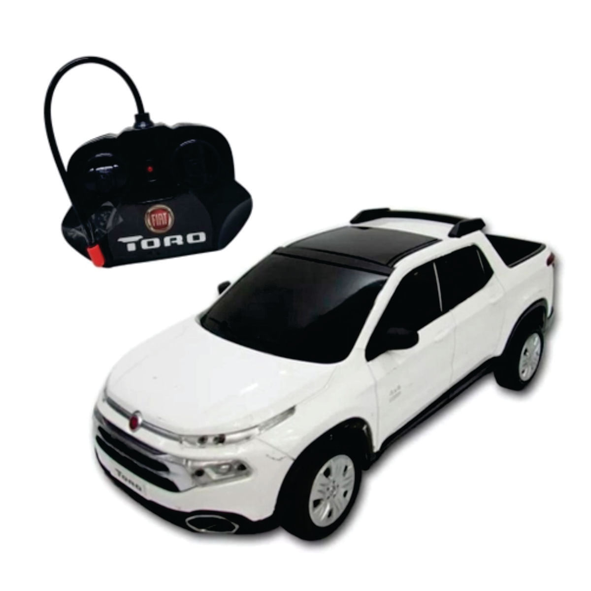 Carro Controle Remoto Fiat Toro 1:18 Branco - CKS Toys 28082 - Ri Happy