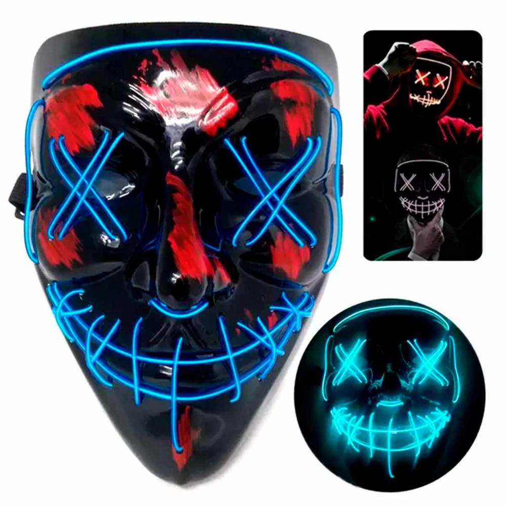 Máscara de Halloween Adulta The Purge Noite de Crime Com Led Azul - Ri ...