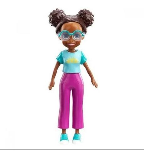 Boneca Polly Pocket Negra De Cabelo Cacheado De Oculos - Ri Happy
