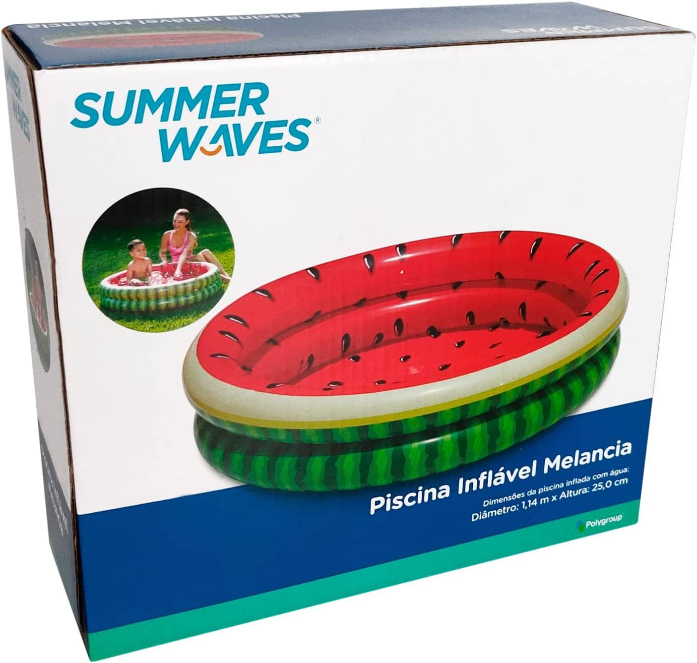 Piscina Inflável Bel Melancia Summer Waves 136L com 2 Anéis - Ri Happy