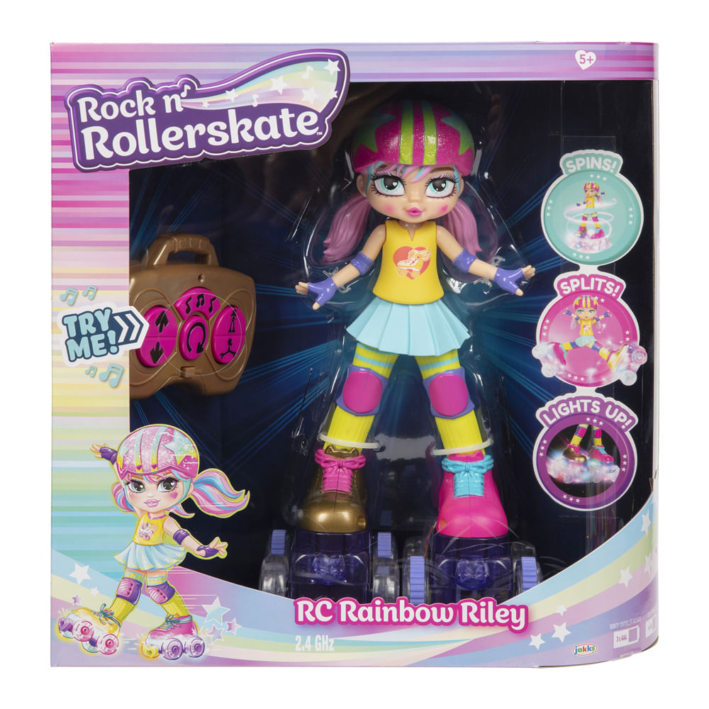 Confira Boneca com C/R - Rainbow Riley Patinadora - Rock'n Rollerskate ...