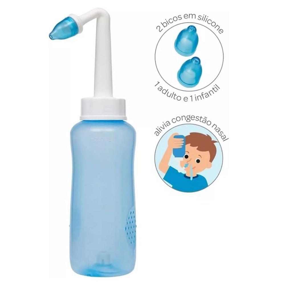 Kit Frasco Lavador Nasal Com 2 Bicos Adulto e Infantil 300ml - Ri Happy