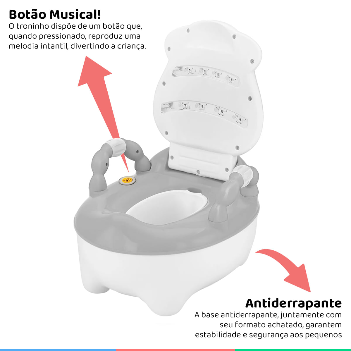 Troninho Infantil Desfralde do Bebê Fazenda Musical Assento Anatômico Higiênico Com Tampa ...