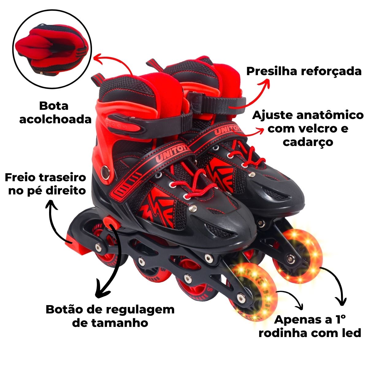 Patins Infantil 4 Rodas Inline Varios Tamanhos e Cores