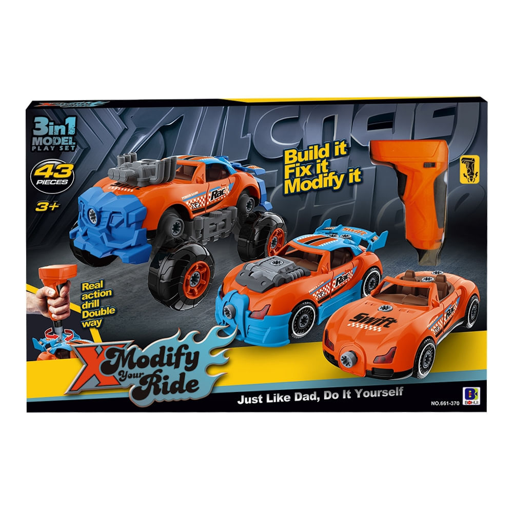 Confira Carrinho - Turbo Tools - Mustang Bugatti - Laranja - 3 em 1 ...