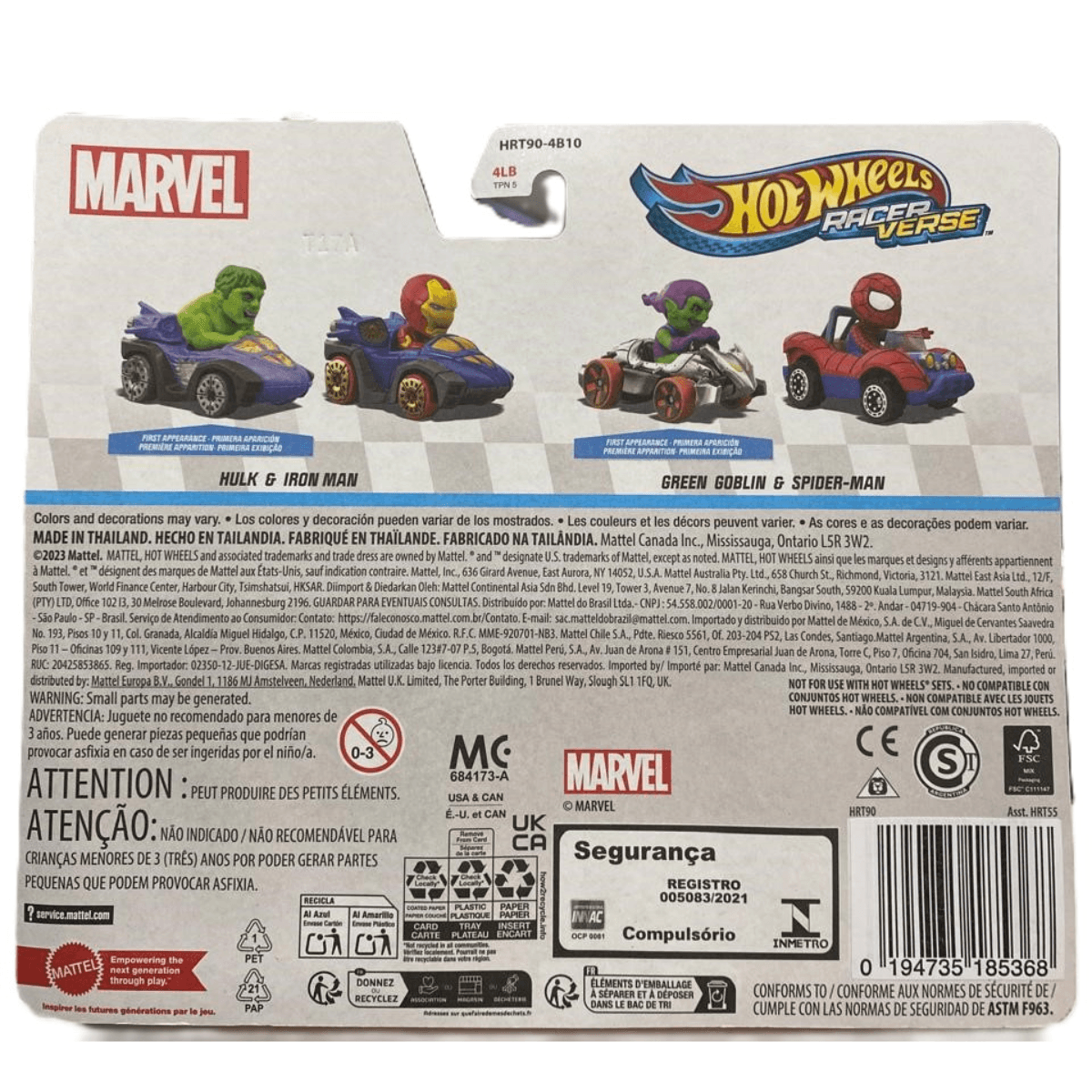 Hot Wheels Marvel Racer Verse Green E Spider-Man Colecionador