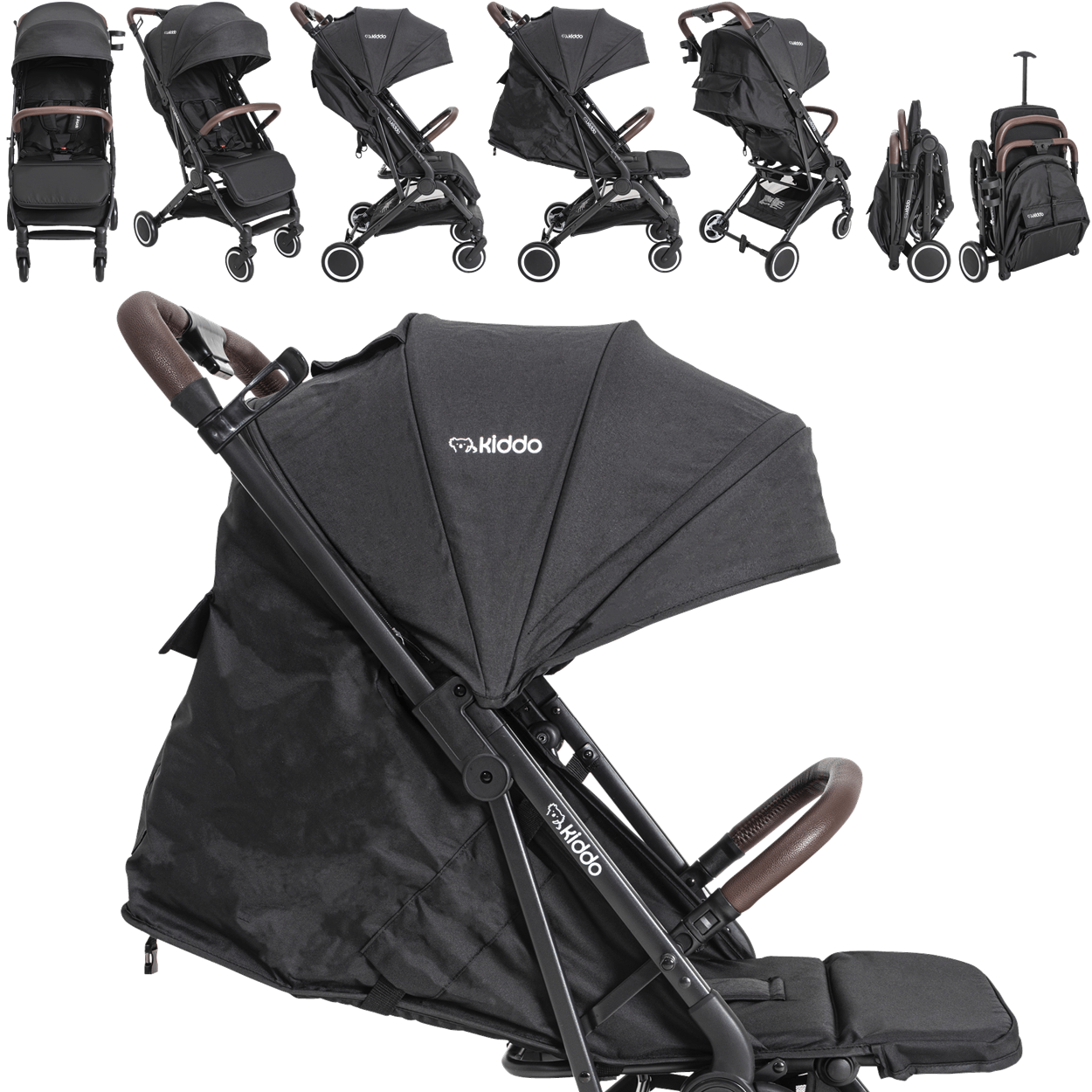 Carrinho de Bebe para Passeio Compacto Kiddo Sprint II Preto