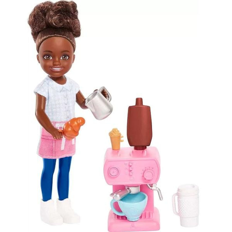 Boneca Barbie Chelsea Profissoes Barista Negra Mattel Gtn86 Ri Happy