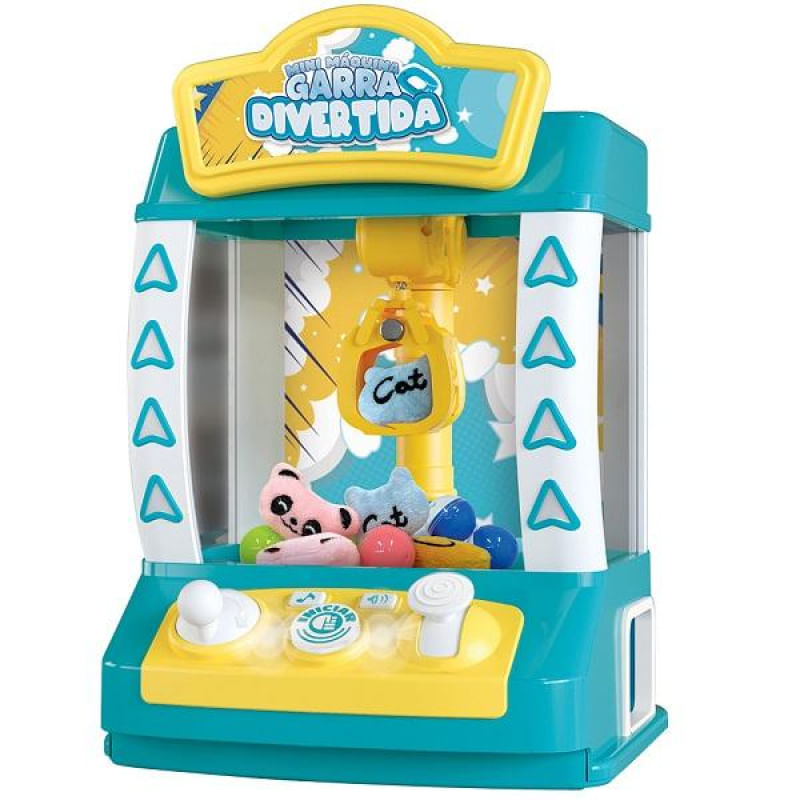 Mini Maquina Garra Divertida Pega Pelucinhas e Bolinhas DM TOYS Azul ...
