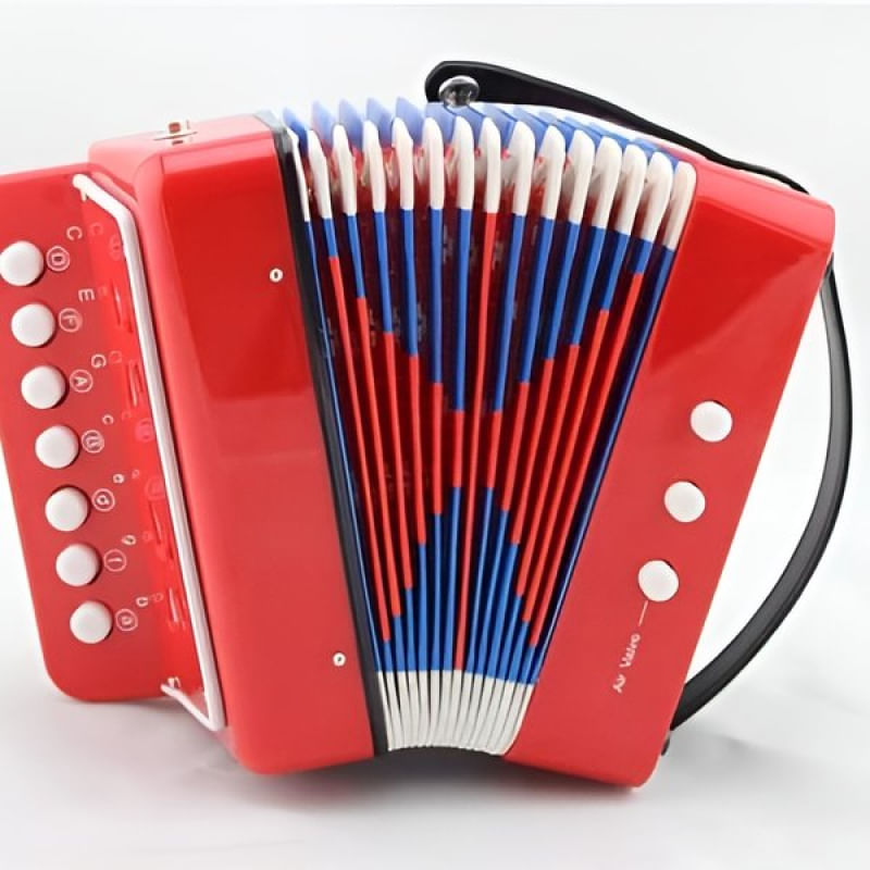 Acordeon Sanfona Infantil Instrumento Vermelho Musical 20cm - Ri Happy
