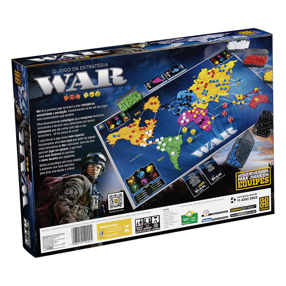 Jogo de Mesa Tabuleiro WAR O Jogo Da Estrategia Grow