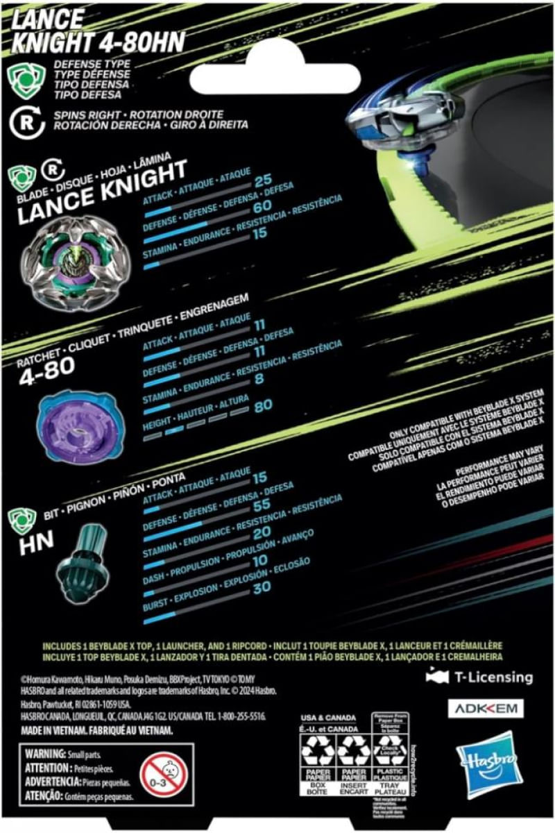Lance Knight Pião Beyblade X - Hasbro G0184 - Ri Happy