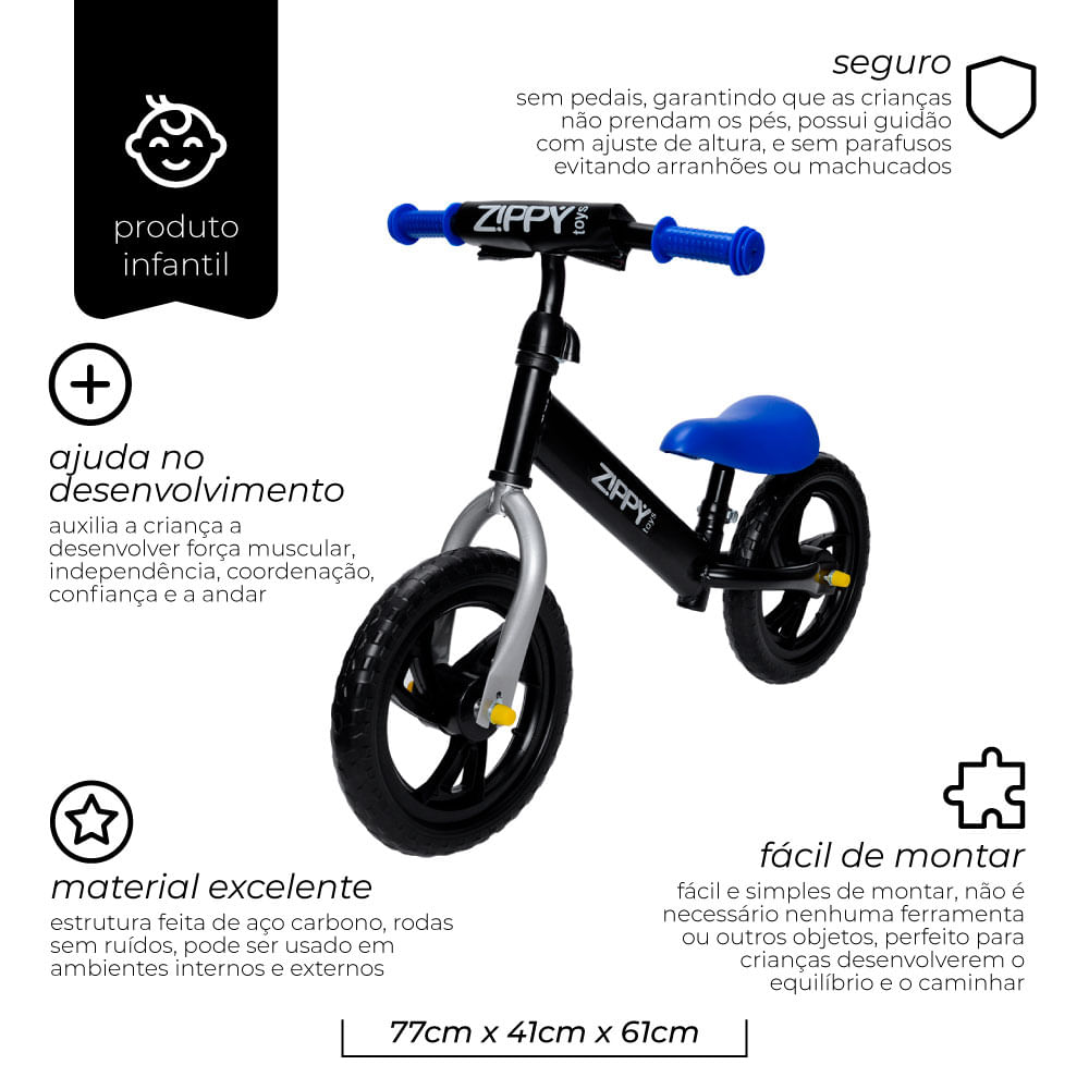 Bicicleta Sem Pedal De Equilibrio Infantil 2 Rodas Zippy Toys Bike De ...