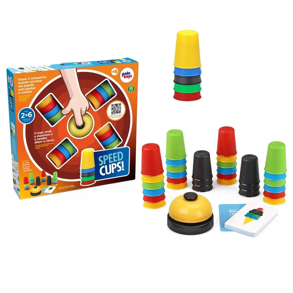 Jogo Speed Cups Infantil Copinhos Coloridos Pedagógico